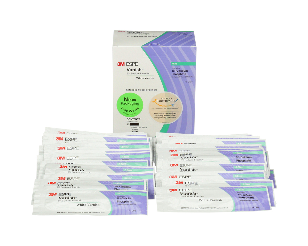 3M Vanish 5% Sodium Fluoride White Varnish, 12149M, Mint Flavor, 0.5 mL ...