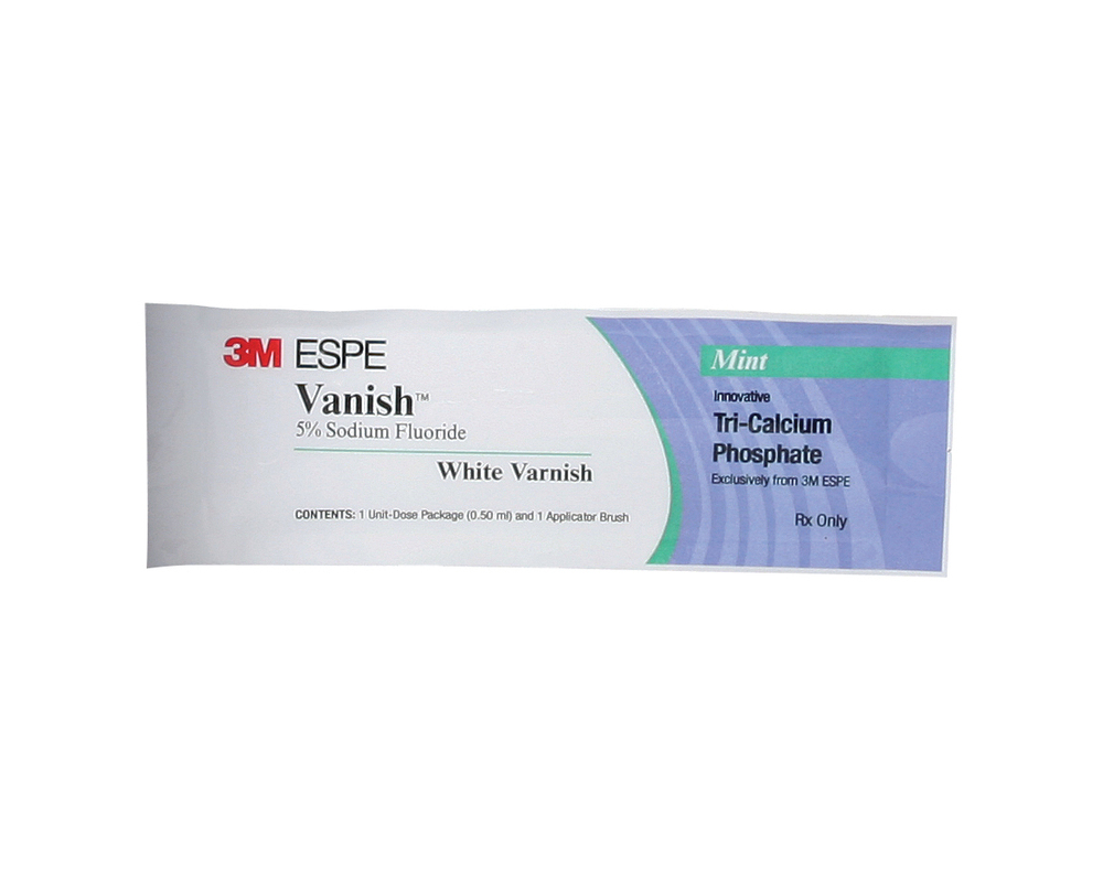 3M Vanish 5% Sodium Fluoride White Varnish, 12151M, Mint Flavor, 0.5 mL ...