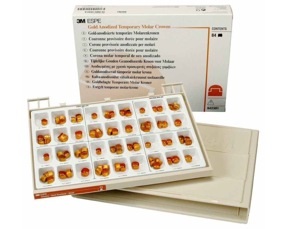 3M Gold Anodized Temporary Molar Crowns, 942301, Kit | 942301 | Supply ...