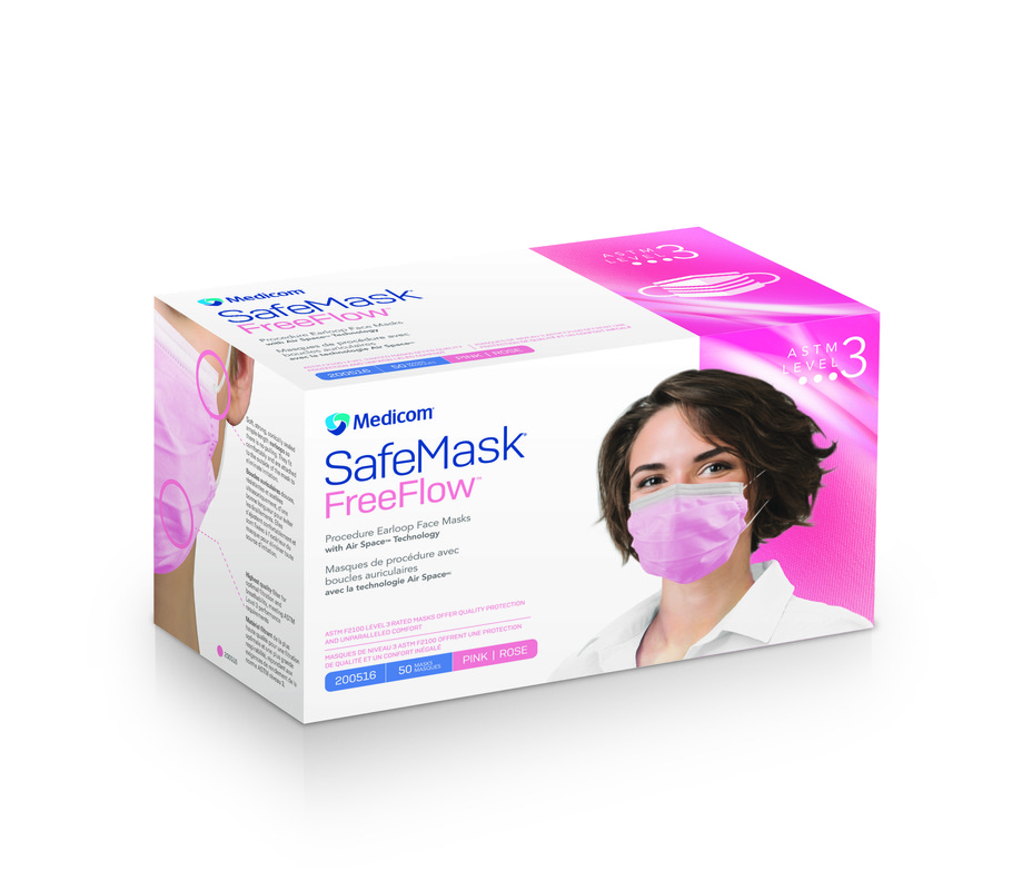 SafeMask FreeFlow Level-3 Masks 50/Bx Pink | 200516 | Supply Clinic