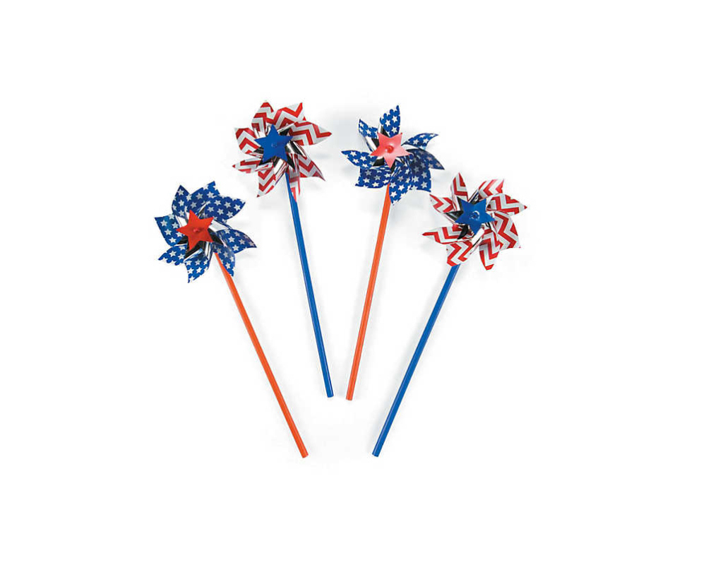 Patriotic Bundle, 36 Stars & Stripes Pinwheels & 75 Fireworks Stickers ...