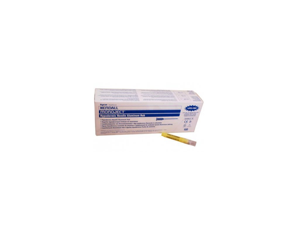 Monoject Hypodermic Needle Yellow 27ga 1.25inch 100/Box | 8881200508 ...