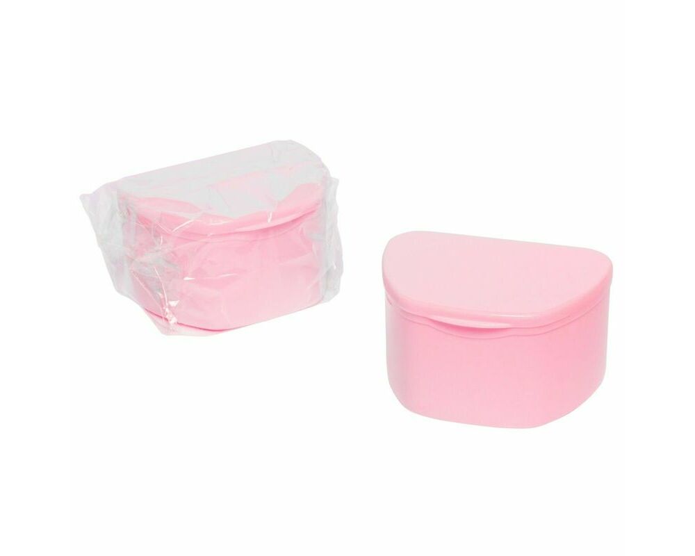 Pink 40 Pack Bulk Denture Case Bath Holders for Retainers Teeth Guards ...