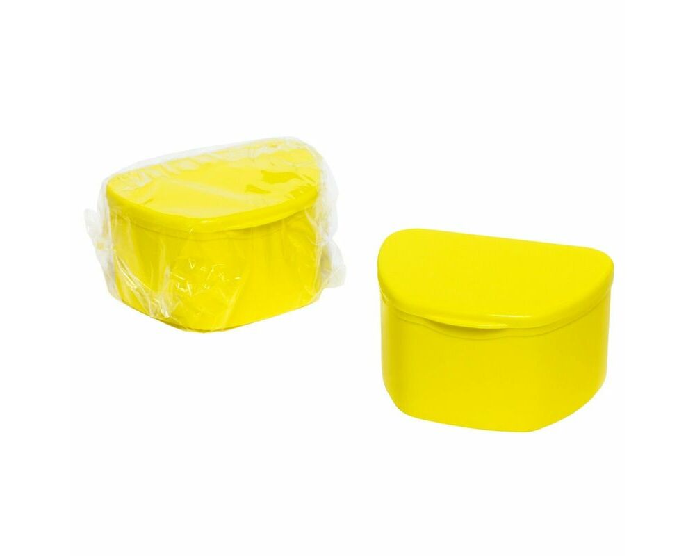 Yellow 40 Pack Bulk Denture Case Bath Holders for Retainers Teeth ...