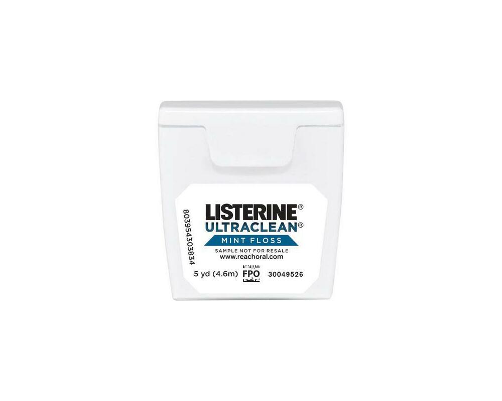 Listerine UltraClean Teflon Floss Waxed 5 Yards Mint Patient Size 72/Ca ...