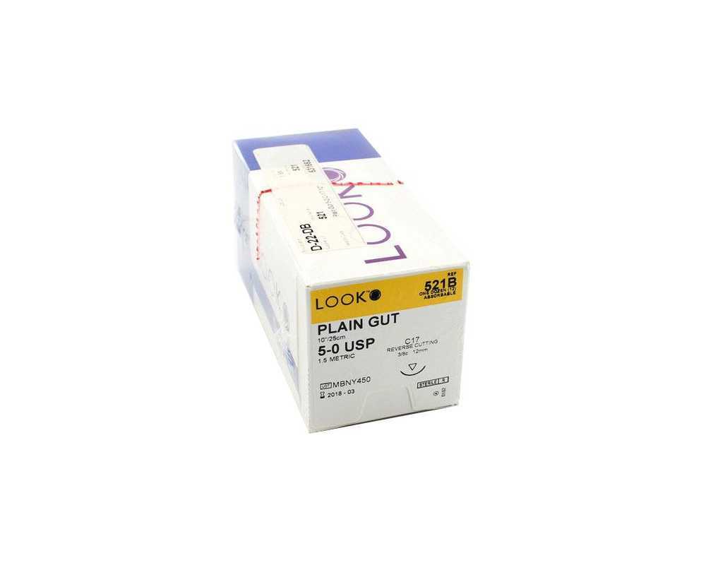 Plain Gut Absorbable Suture, 5-0, C-17, Reverse Cutting, 10" - 12/Box ...