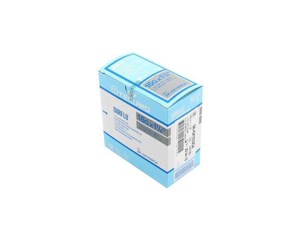 SURFLO IV Catheter, 16G x 1 1/4", Gray - 50/Box | 1632 | Supply Clinic