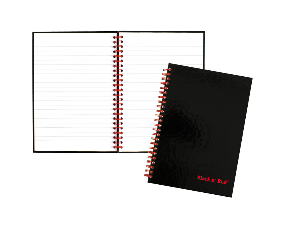 Black n Red Notebook/Journal, 8 1/4in x 5 7/8in, Black/Red, 70 Sheets ...