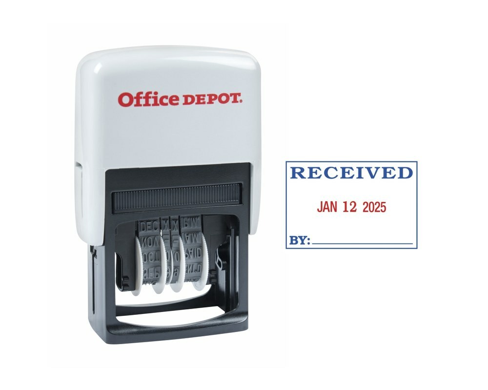 Office Depot Brand Received Date Stamp Dater, Self-Inking With Extra ...