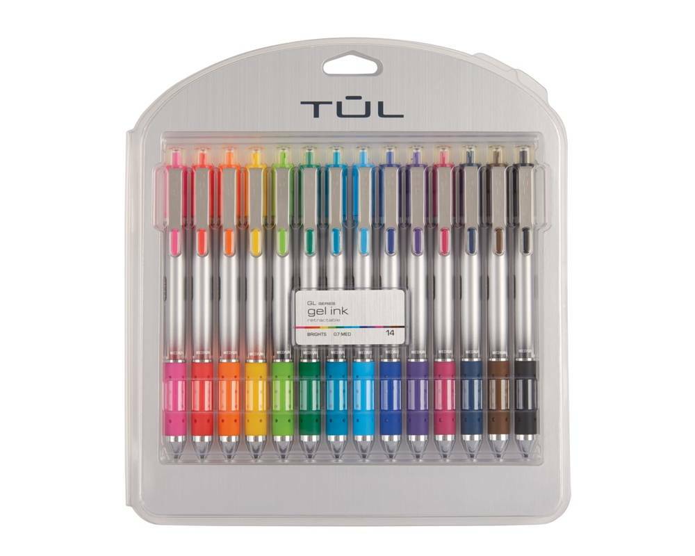 TUL Retractable Gel Pens, Medium Point, 0.7 mm, Silver Barrel, Assorted ...