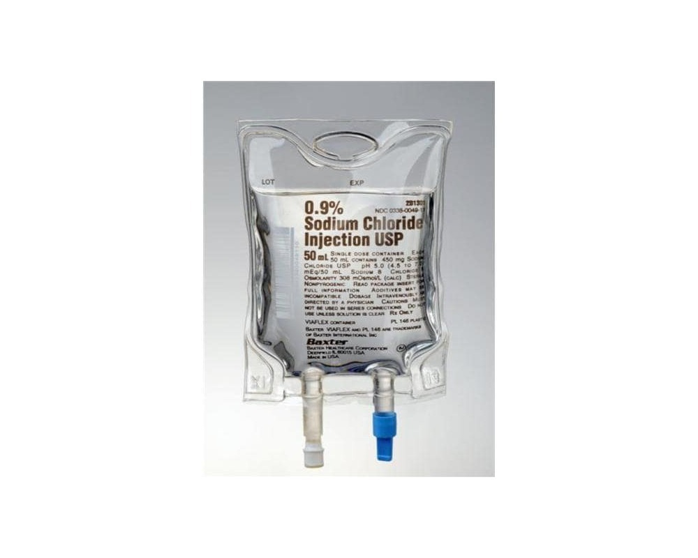 IV Injection Solution Sodium Chloride 0.9% 50mL Viaflex Plastic ...