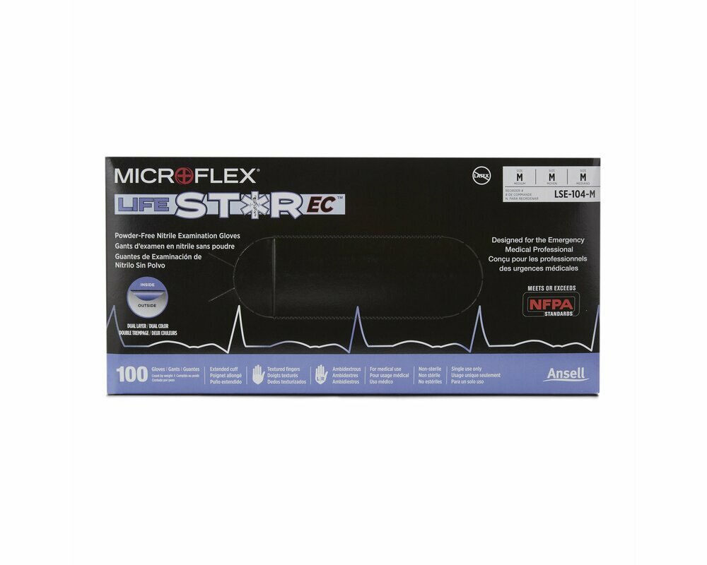 Microflex Lifestar EC Nitrile Gloves Medium 100/Box | LSE-104-M ...