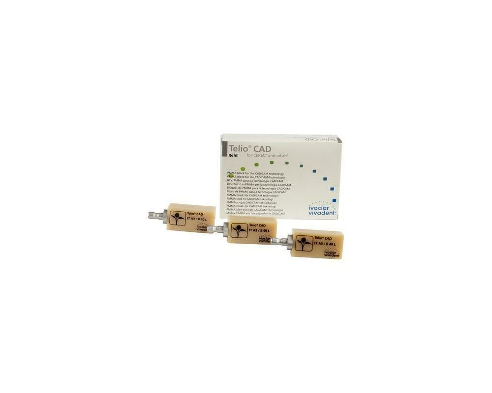 Telio CAD Blocks for CEREC, Refills, Size B40L, Shade A3, 3/Pkg ...