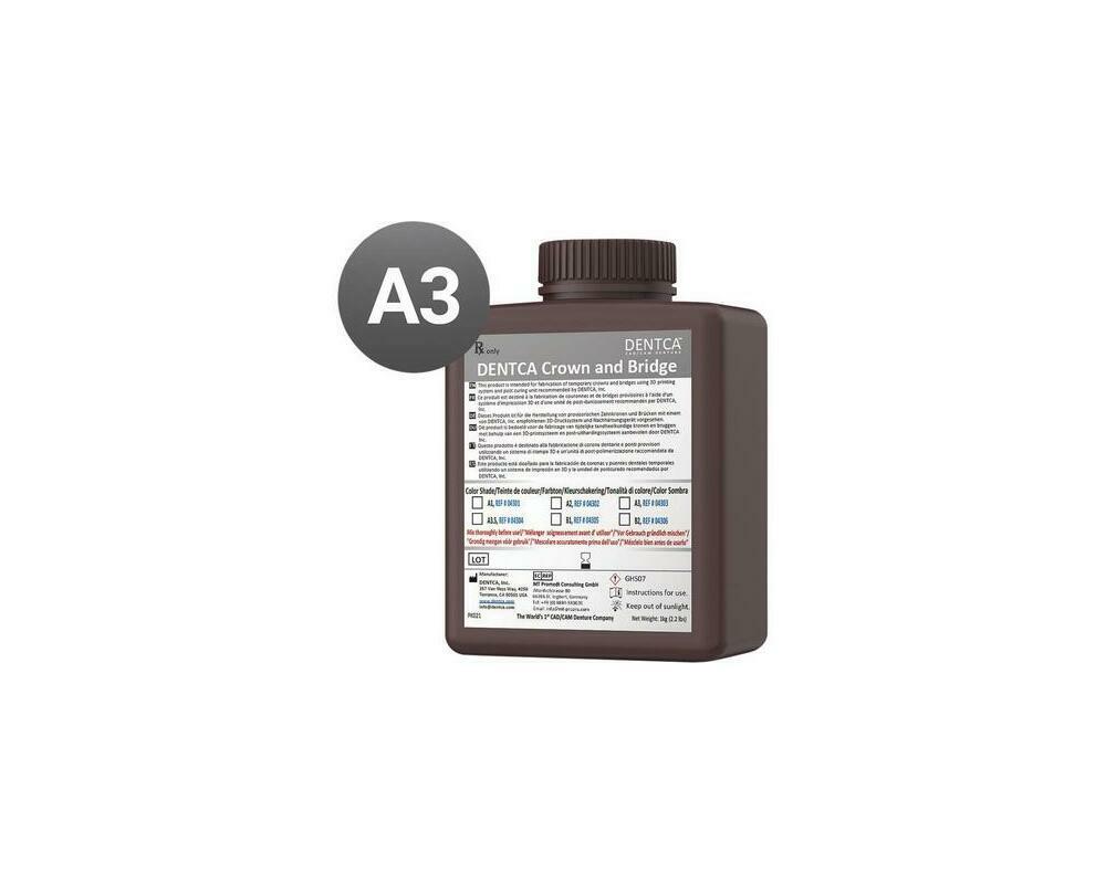 Dentca Denture Crown and Bridge 3D Resin, 1 kg Bottle, Shade A3 | SRI ...