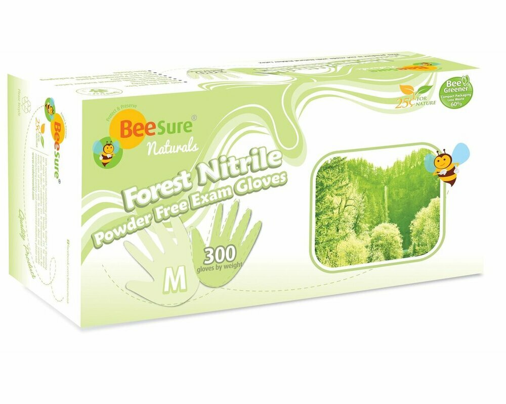 CRB BeeSure Naturals Forest Nitrile PF Gloves Large Green Bx/300 ...