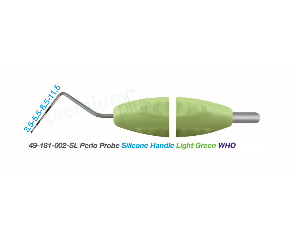 Premium Plus Perio Probes Laser Marked Silicone Handle Light Green WHO ...