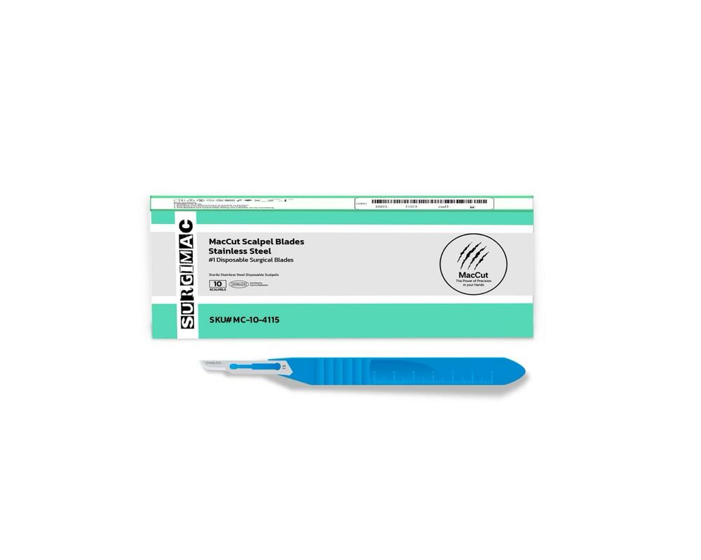 MacCut #15 Sterile Stainless Steel Surgical Scalpel Blade with Plastic ...