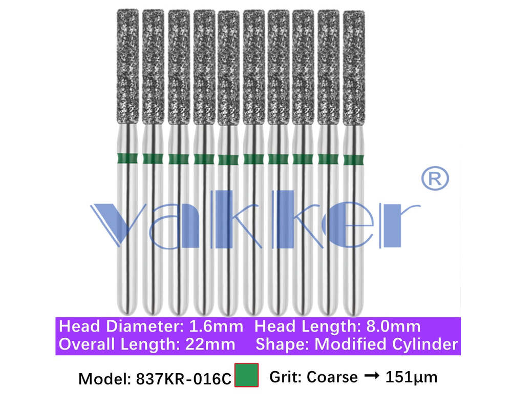 Modified Cylinder/Cylinder Rounded Shoulder Diamond Bur 837KR-016C 10 ...