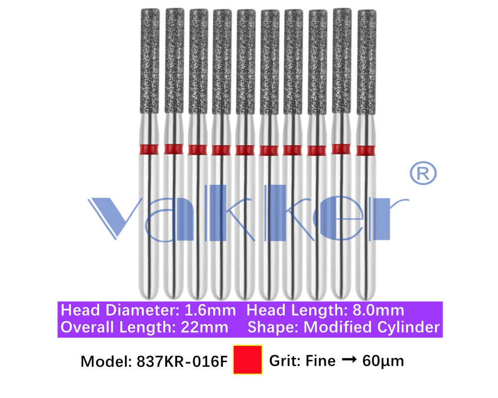 Modified Cylinder/Cylinder Rounded Shoulder Diamond Bur 837KR-016F 10 ...