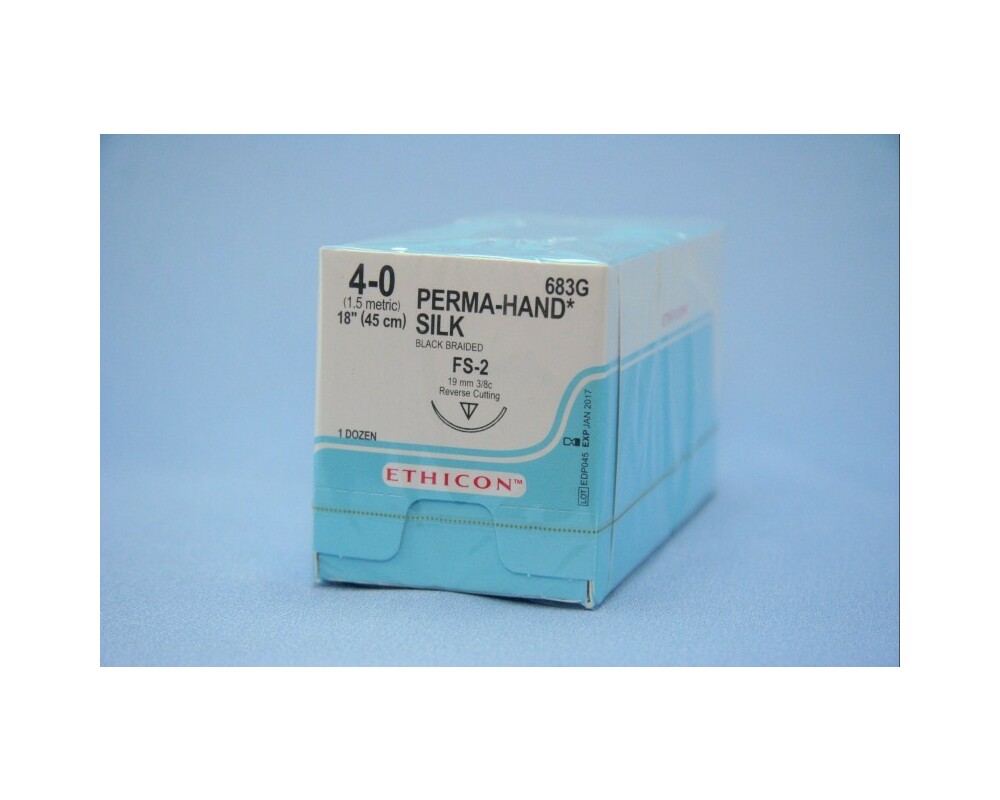 Suture Silk Black Braided FS2 4/0 18" 12/Bx | 683G | Supply Clinic
