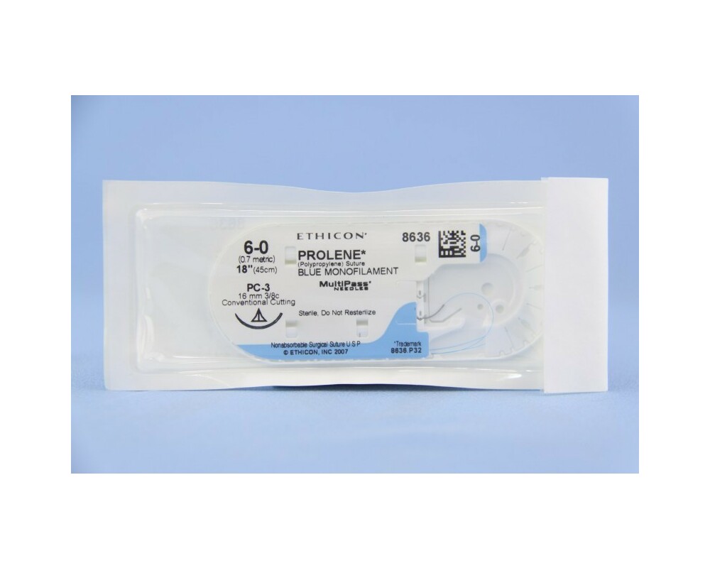 Suture Blue Monofilament PC3 6/0 18'' 12/Bx | 8636G | Supply Clinic